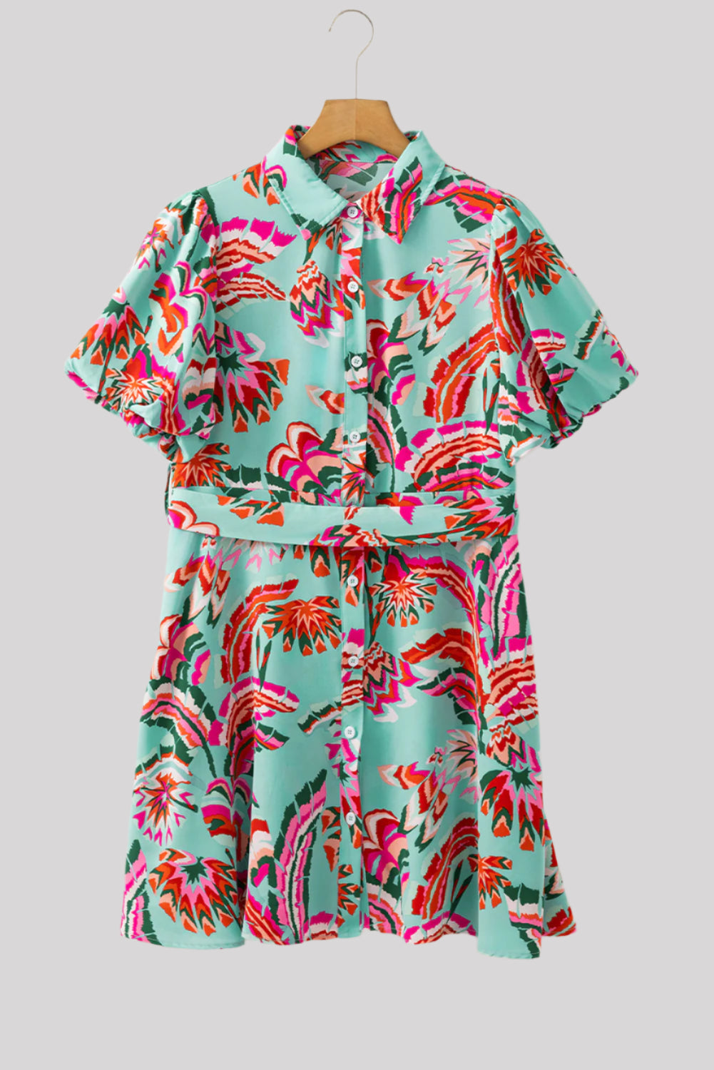 Green patterned short dress – Sakura Lifestyle